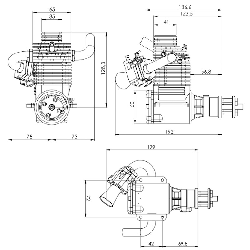 MOTOR GASOLINA ADMISION TRASERA ROTO ENGINES 35FS