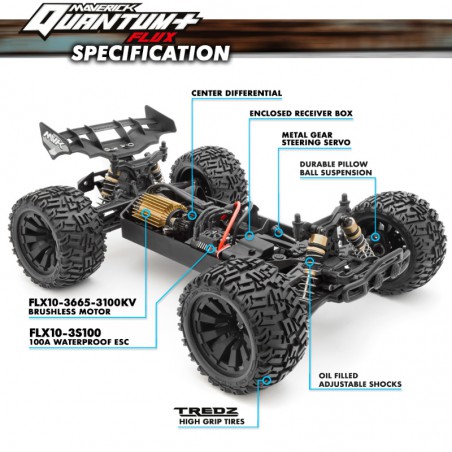 COCHE QUANTUM XT + FLUX 1/10XL MAVERICK ROJO